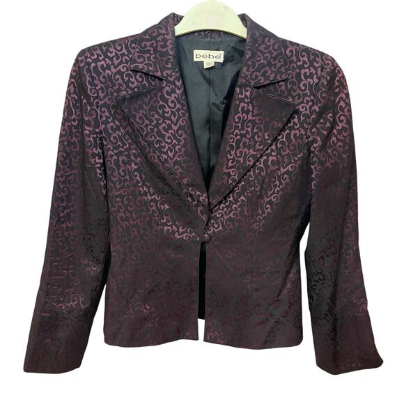 bebe | Jackets & Coats | Y2k Bebe Scroll Print Jacquard Blazer Size 2 ...